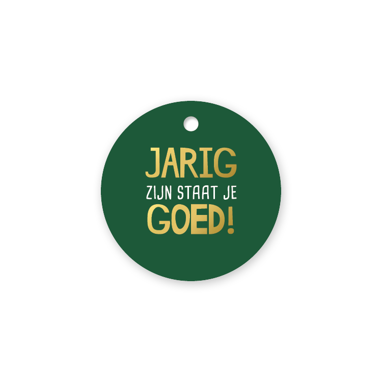 Cadeaulabel jarig zijn staat je goed – Label2X B.V.