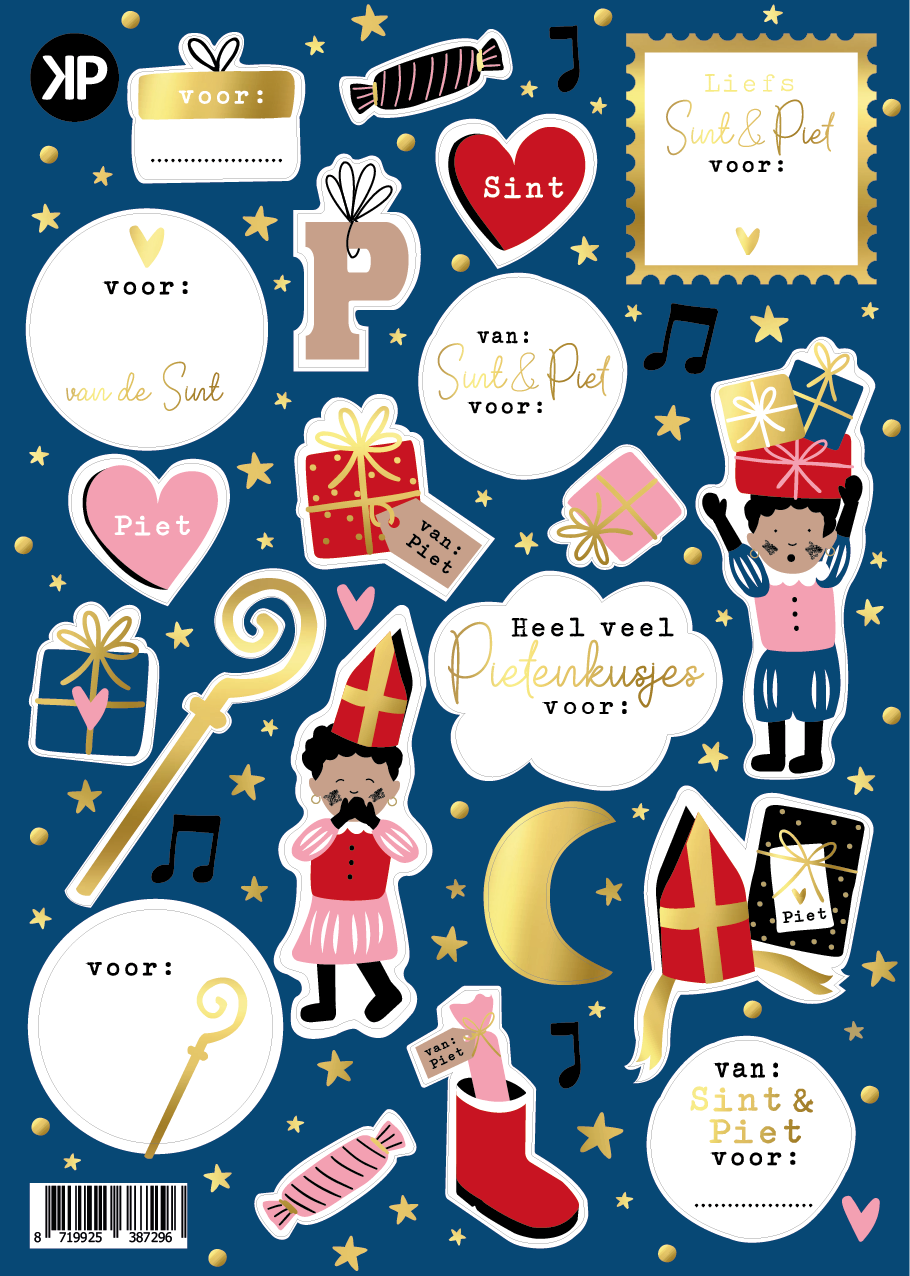 Stickervel sinterklaas met goudfolie – Label2X B.V.