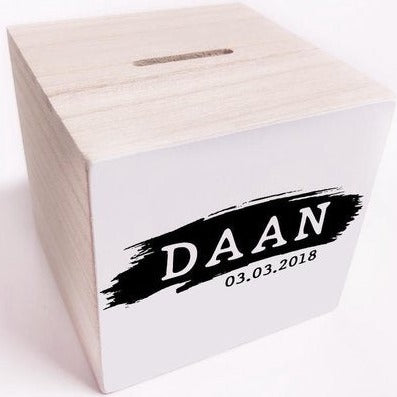 Houten spaarpotje stroke – Label2X B.V.